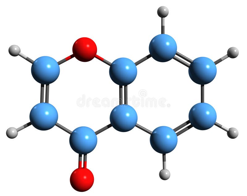 3D Image of Benzopyrone Skeletal Formula Stock Illustration ...