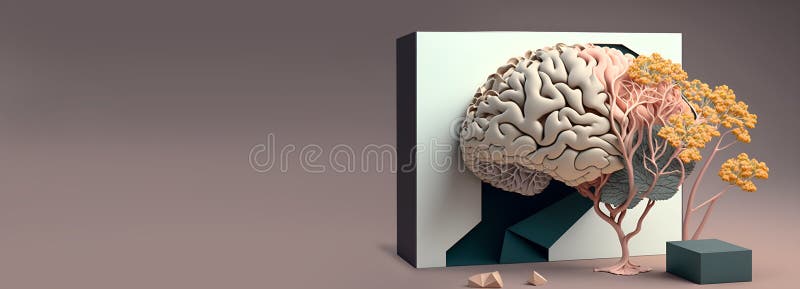 3d Image of a Biological Human Brain, in the Style of Floral Still ...