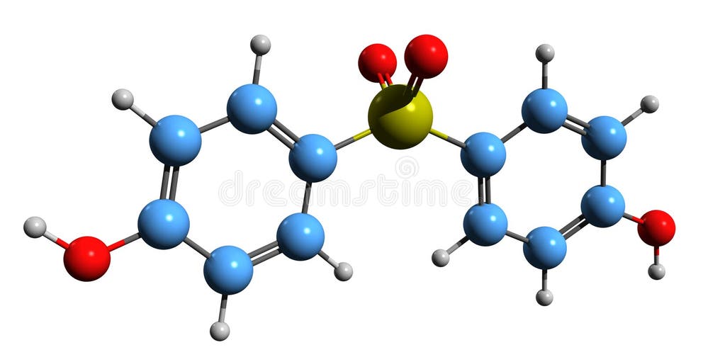 3D Image of Bisphenol S Skeletal Formula Stock Illustration ...