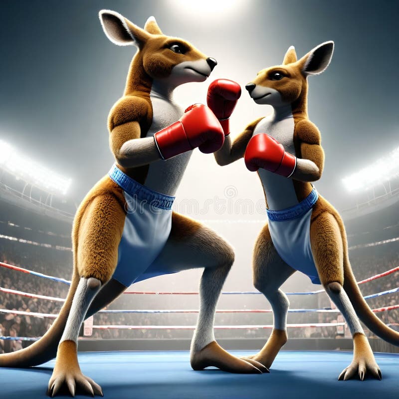 3d Image of Boxing Kangaroos 1 Stock Illustration - Illustration of ...