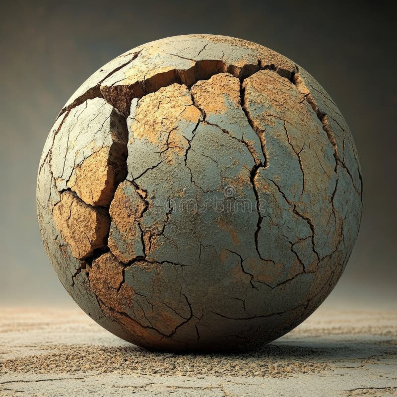 A 3D Image of a Broken Earth with a Crack, Featuring Elements from NASA ...