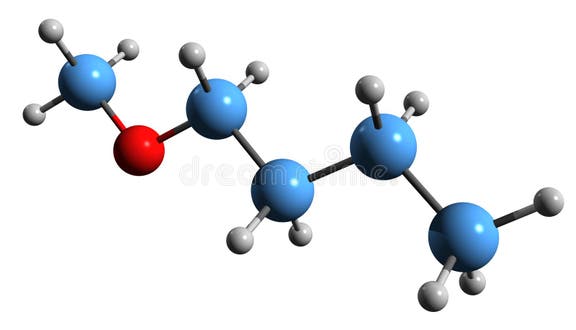 3D Image of Butyl Methyl Ether Skeletal Formula Stock Illustration ...