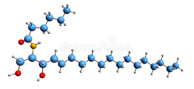 3D Image of C6 Ceramide Skeletal Formula Stock Illustration ...