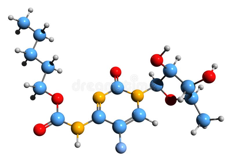3d Image Of Capecitabine Skeletal Formula Stock Illustration