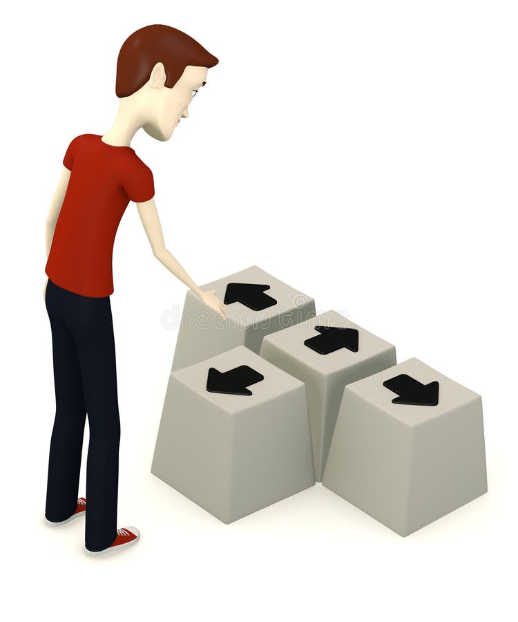 Cartoon Man with Control Arrows Stock Illustration - Illustration of ...