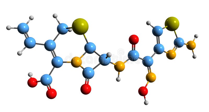 3D Image of Cefdinir Skeletal Formula Stock Illustration - Illustration ...