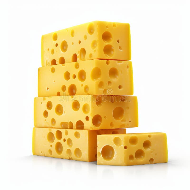 Eye-catching Yellow Cheese Piled Up on White Background Stock ...