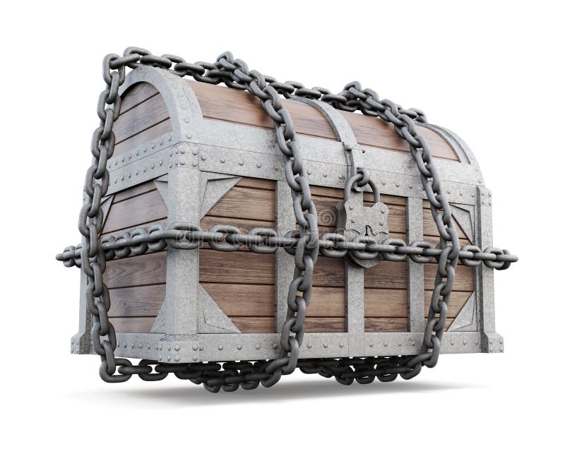 Old Chest with Lock Isolated on a White Background Stock Image - Image ...