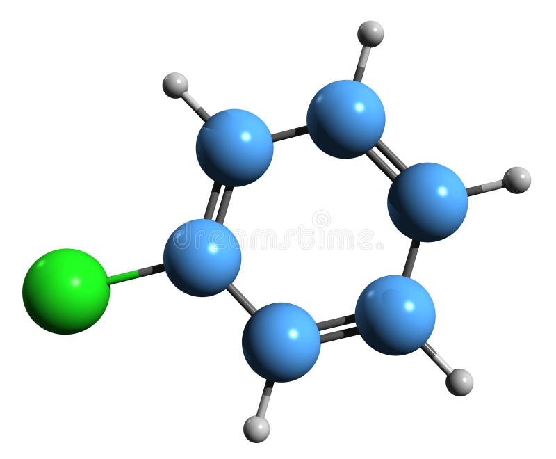 3D Image of Chlorobenzene Skeletal Formula Stock Illustration ...