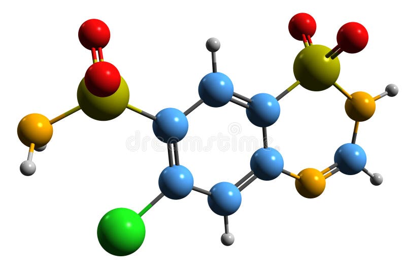 3D Image of Chlorothiazide Skeletal Formula Stock Illustration ...
