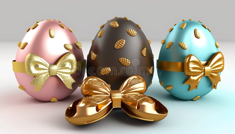 3D Image of Chocolate Eggs with a Small Flakes, Front View on a Solid ...