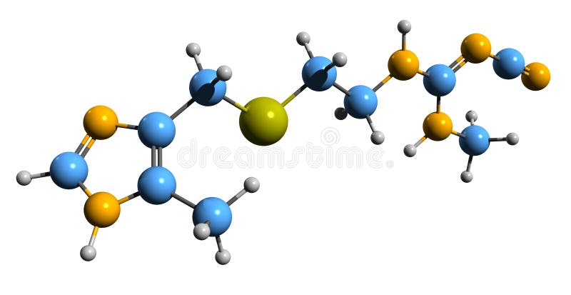 3D Image of Cimetidine Skeletal Formula Stock Illustration ...