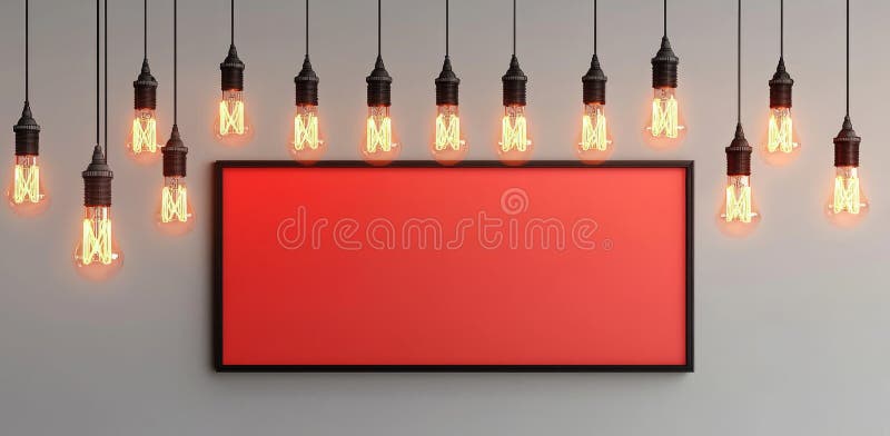 A 3D Image of a Classic Red Billboard Lightbox on a White Wall ...