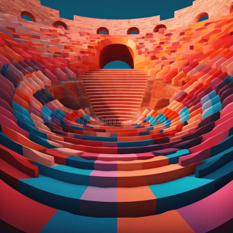 A 3d Image of a Colorful Arena. Generative AI Image. Stock Illustration ...
