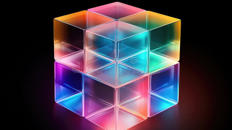 3D Image of Colorful Cube on Black Background. Can Be Used for Design ...
