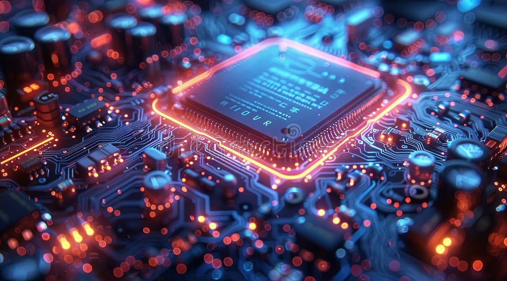 3d Image of a Computer Chip in Computer, in the Style of Vray Tracing ...