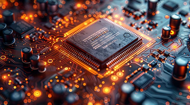 3d Image of a Computer Chip in Computer, in the Style of Vray Tracing ...