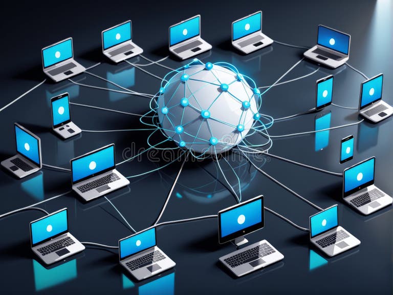 3d Image Computer Network Concept Stock Illustration - Illustration of ...