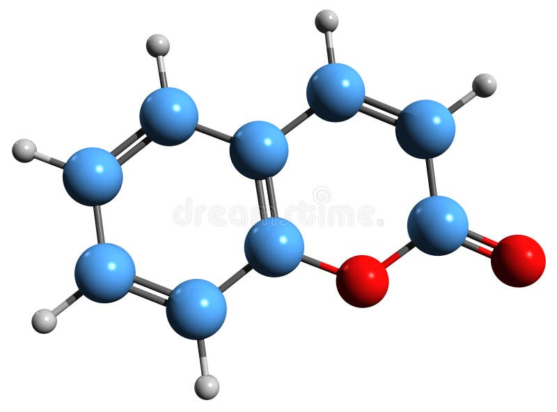 3D Image of Coumarin Skeletal Formula Stock Illustration - Illustration ...