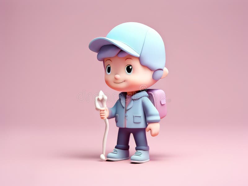 3d Image of Cute Kid Character with Backpack . Stock Illustration ...