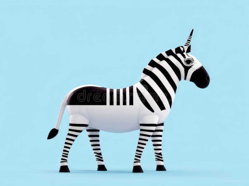 3d Image of Cute Zebra on Blue Background, Animal Concept. Stock ...