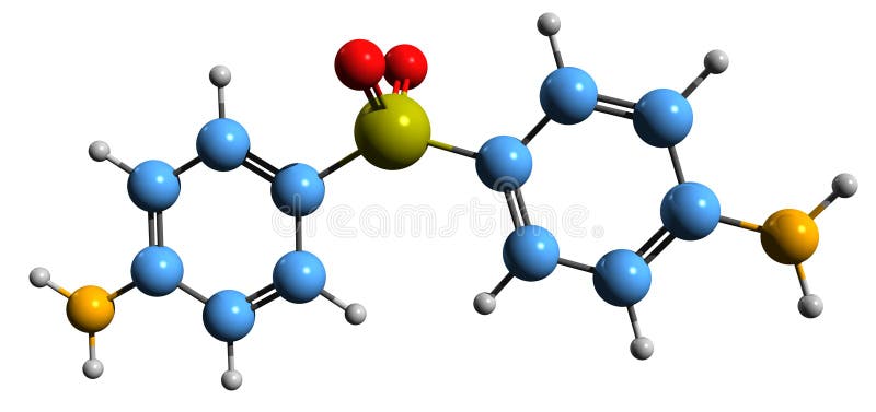 3D Image of Dapsone Skeletal Formula Stock Illustration - Illustration ...