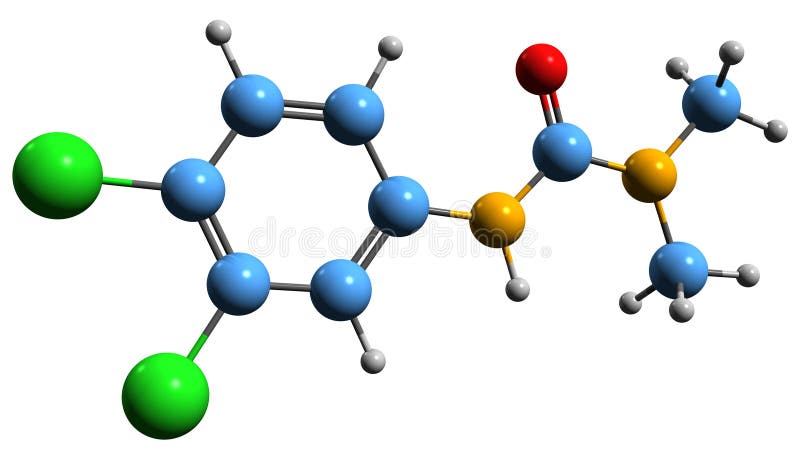 3D Image of Dichlorophenyl Dimethylurea Skeletal Formula Stock ...