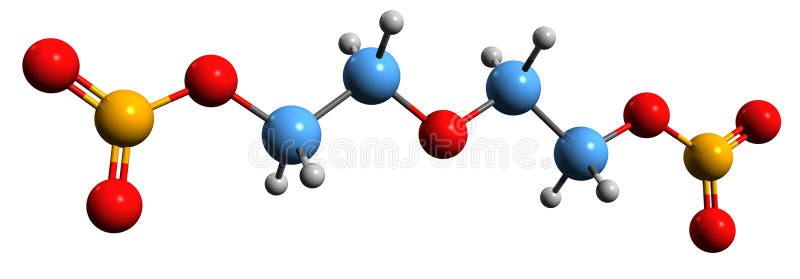 3D Image of Diethylene Glycol Dinitrate Skeletal Formula Stock ...