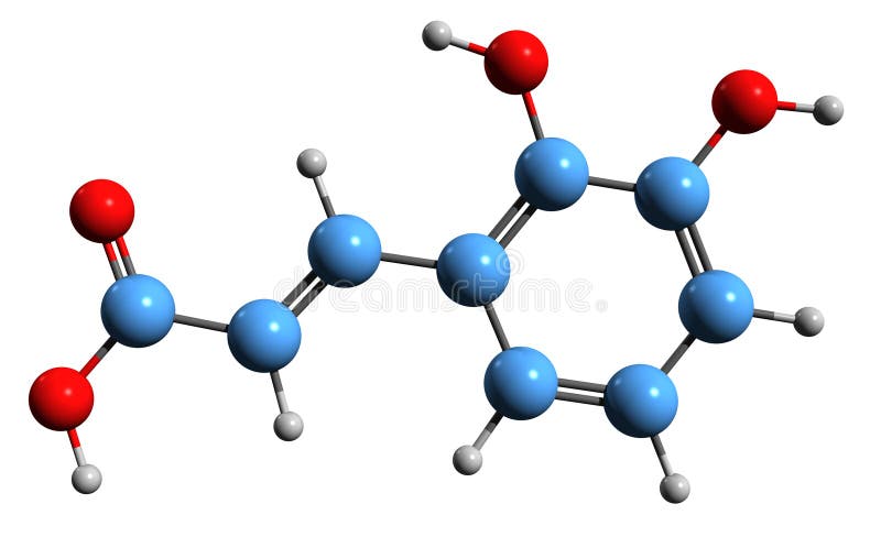 3D Image of Dihydroxycinnamic Acid Skeletal Formula Stock Illustration ...