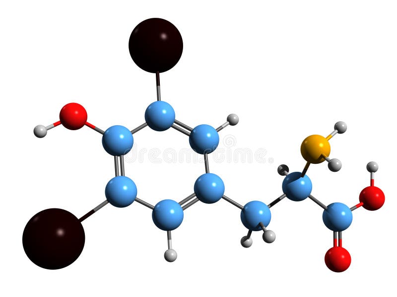 3D Image of Diiodotyrosine Skeletal Formula Stock Illustration ...