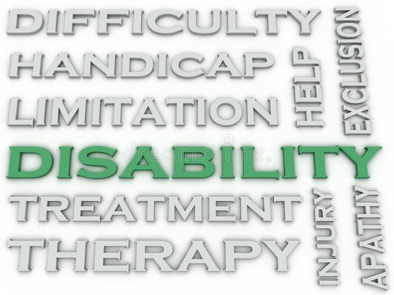 3d Image Disability Issues Concept Word Cloud Background Stock ...