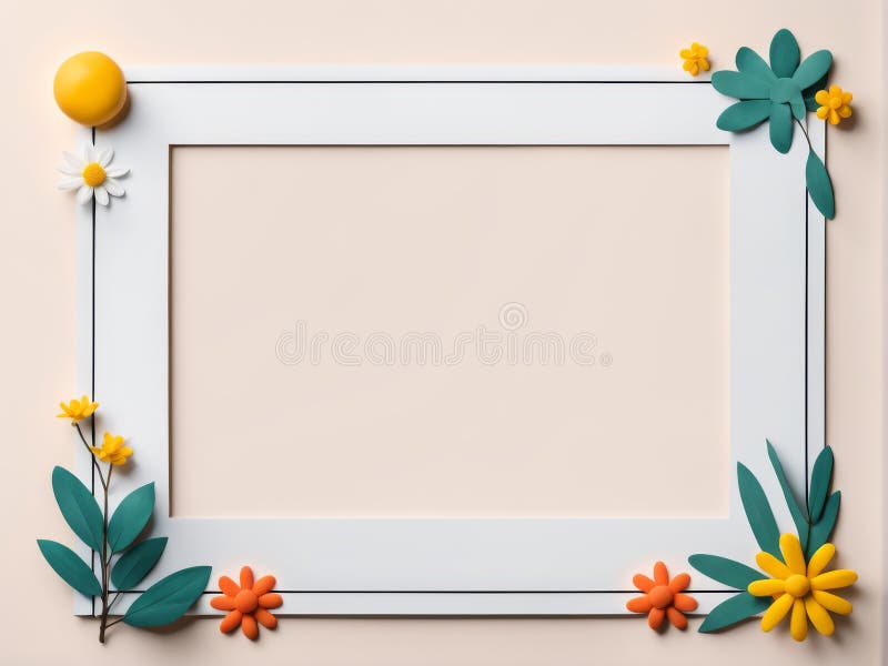 3d Image of Empty Photo Frame with Flower Stock Illustration ...