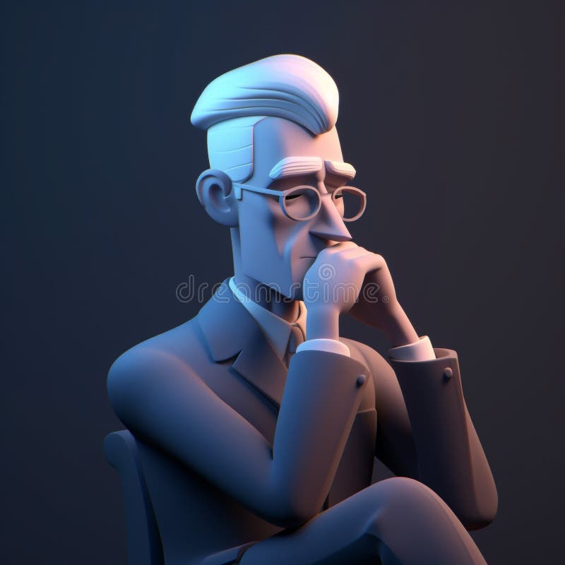 3d Character of Business Man Thinking Stock Illustration - Illustration ...