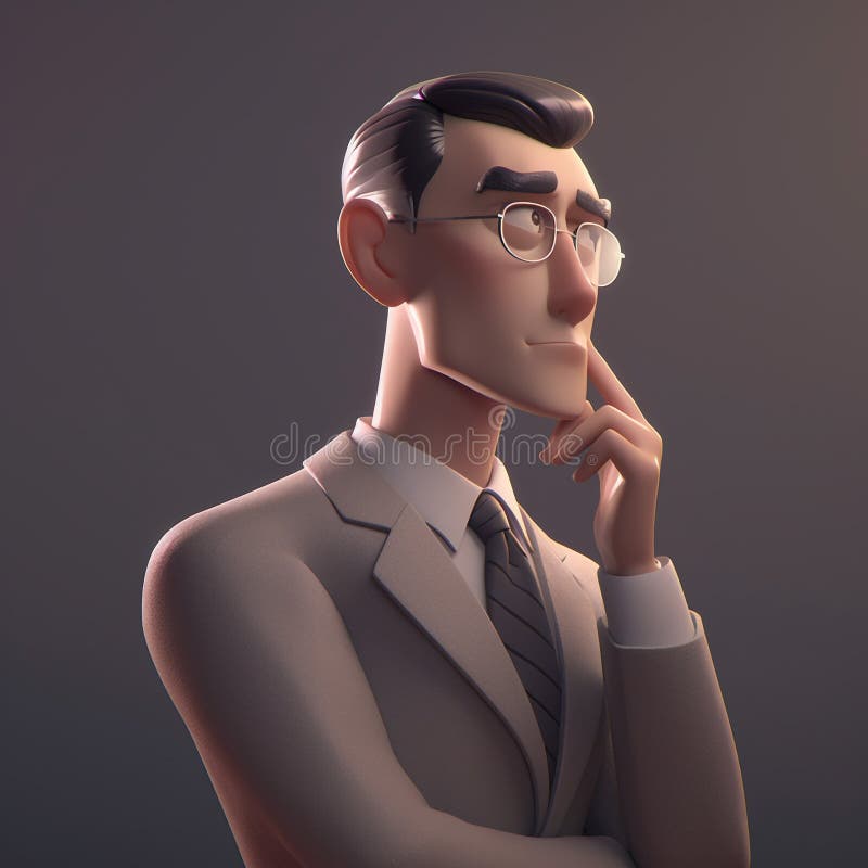 3d Character of Business Man Thinking Stock Illustration - Illustration ...
