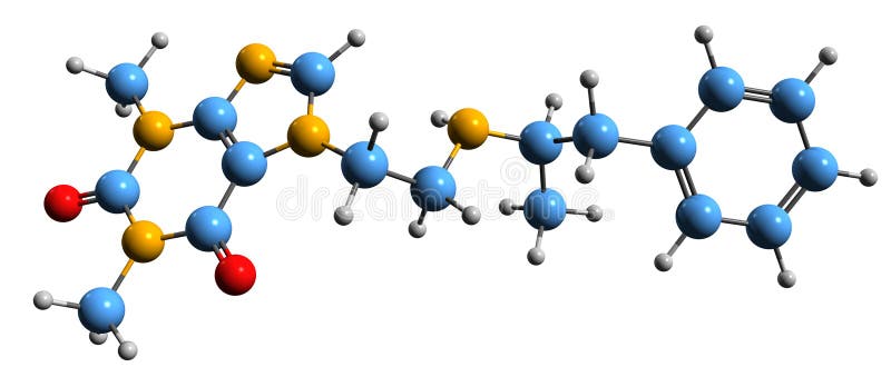 3D Image of Fenethylline Skeletal Formula Stock Illustration ...