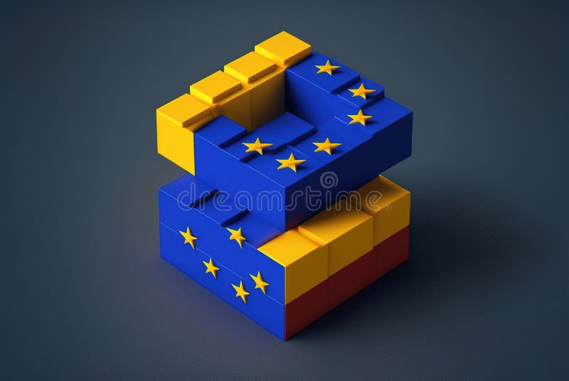 3d Image of the Flag of the European Union Forming a Cube with Volume ...