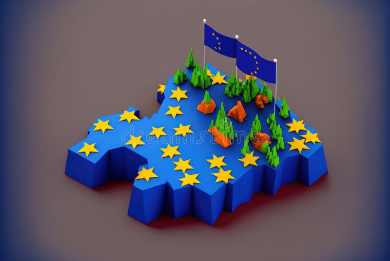 3d Image of the Flag of the European Union Forming a Cube with Volume ...