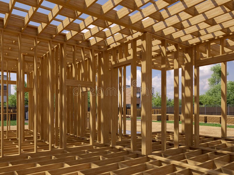 3d Render Image of Frame House. 3D Illustration of Frame House. Stock ...