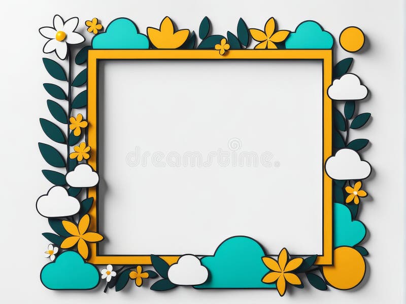 3d Image of a Frame with Flowers and Butterflies Stock Illustration ...