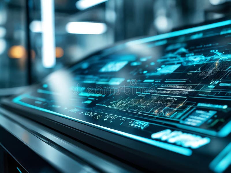 3D Image Futuristic Data Center with High Speed Tech Panel, Computer ...