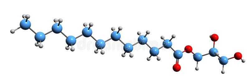 3D Image of Glyceryl Laurate Skeletal Formula Stock Illustration ...