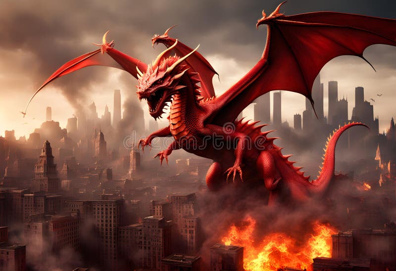 3d Image of a Great Red Dragon Stock Illustration - Illustration of ...