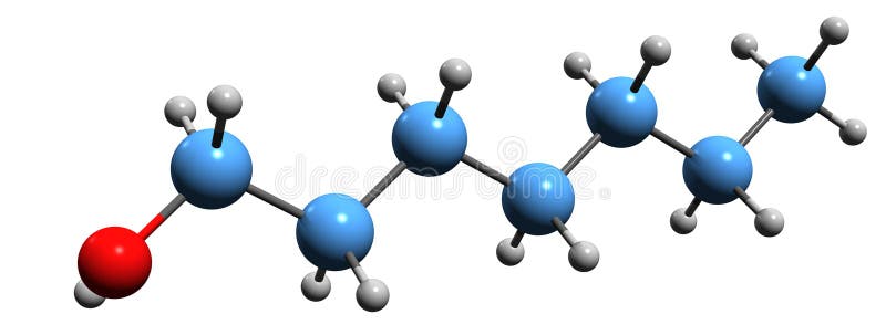 3D Image of Heptanol Skeletal Formula Stock Illustration - Illustration ...