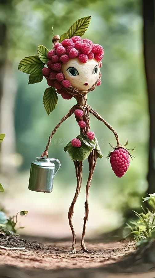 3D Image of a Humanoid Raspberry this Image Was Created with Artificial ...
