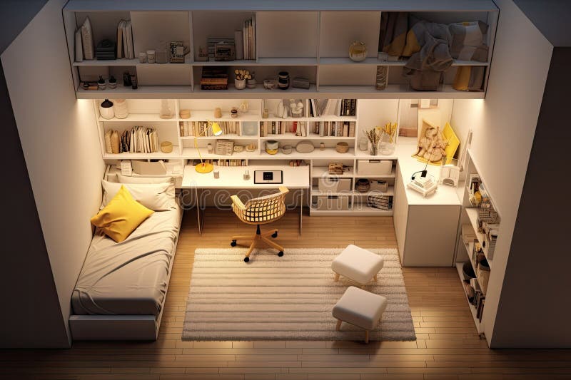 3d Image of Kids Room and Study Space Stock Illustration - Illustration ...