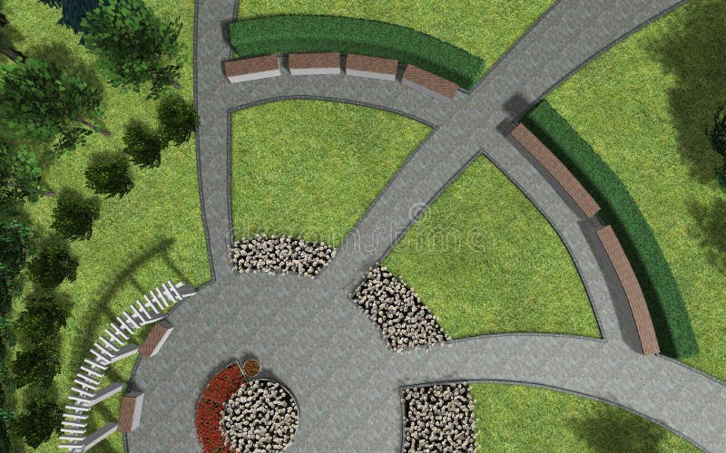 3d Image of the Landscape Design of the City Square. Stock Illustration ...