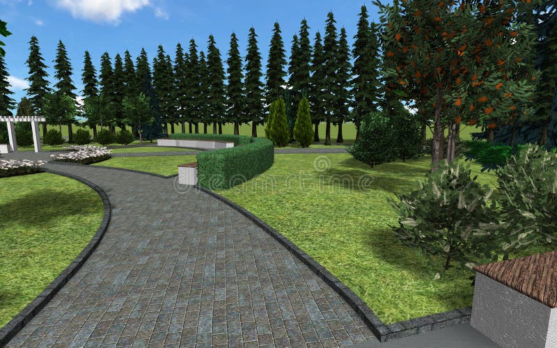 3d Image of the Landscape Design of the City Square. Stock Illustration ...