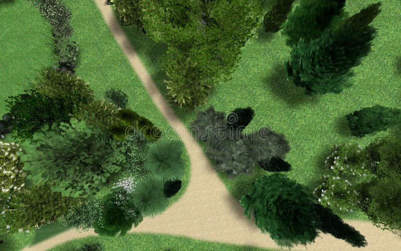 3d Image of Landscape Design of a Garden Area. Composition of a Group ...