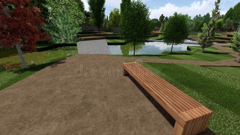 3d Image of the Landscape Design of the Home Territory. Landscaping of ...