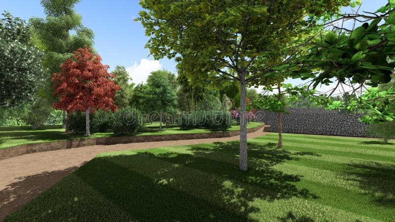 3d Image of the Landscape Design of the Home Territory. Landscaping of ...